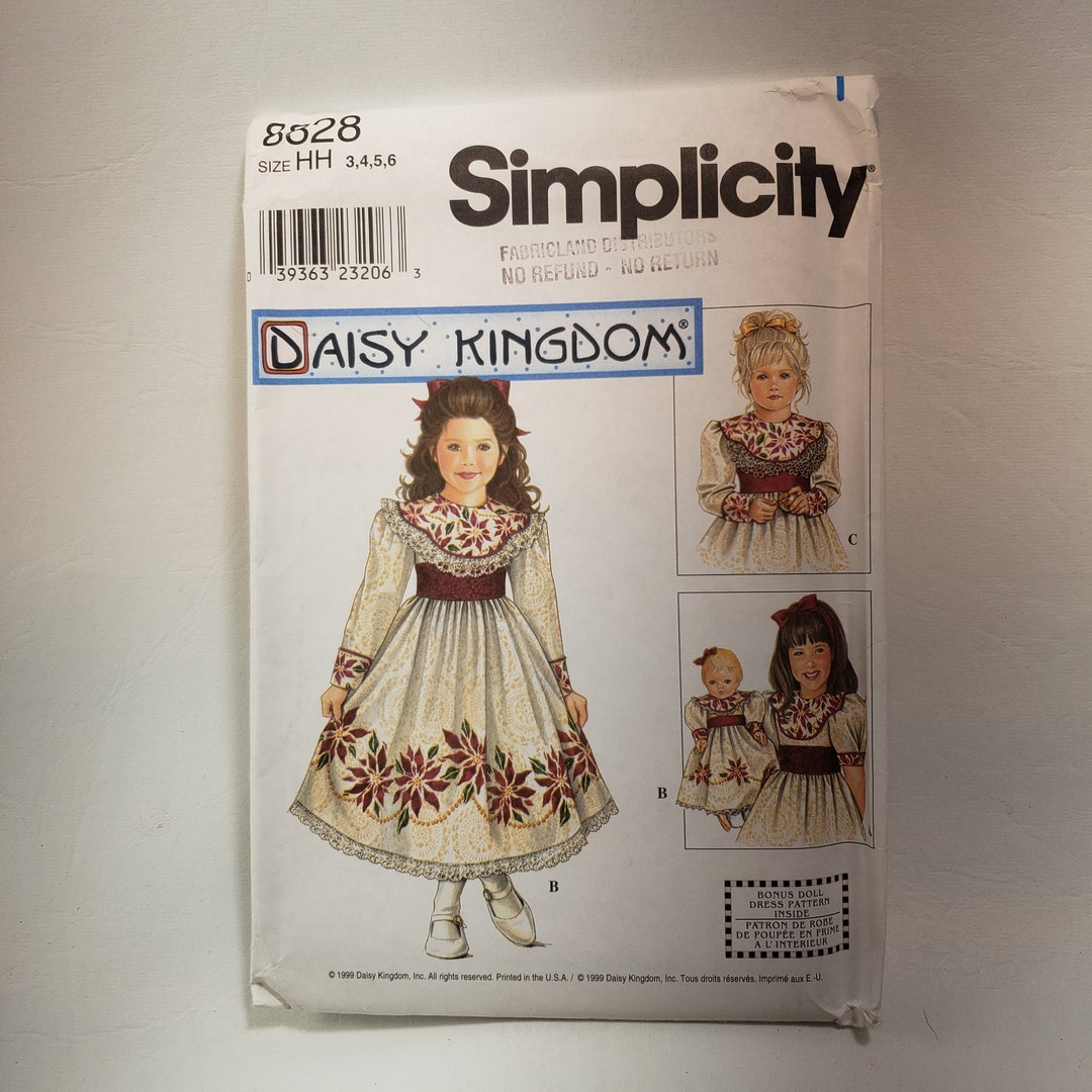 Simplicity 8828, Rare Sewing Pattern Daisy Kingdom Girls Dress and ...