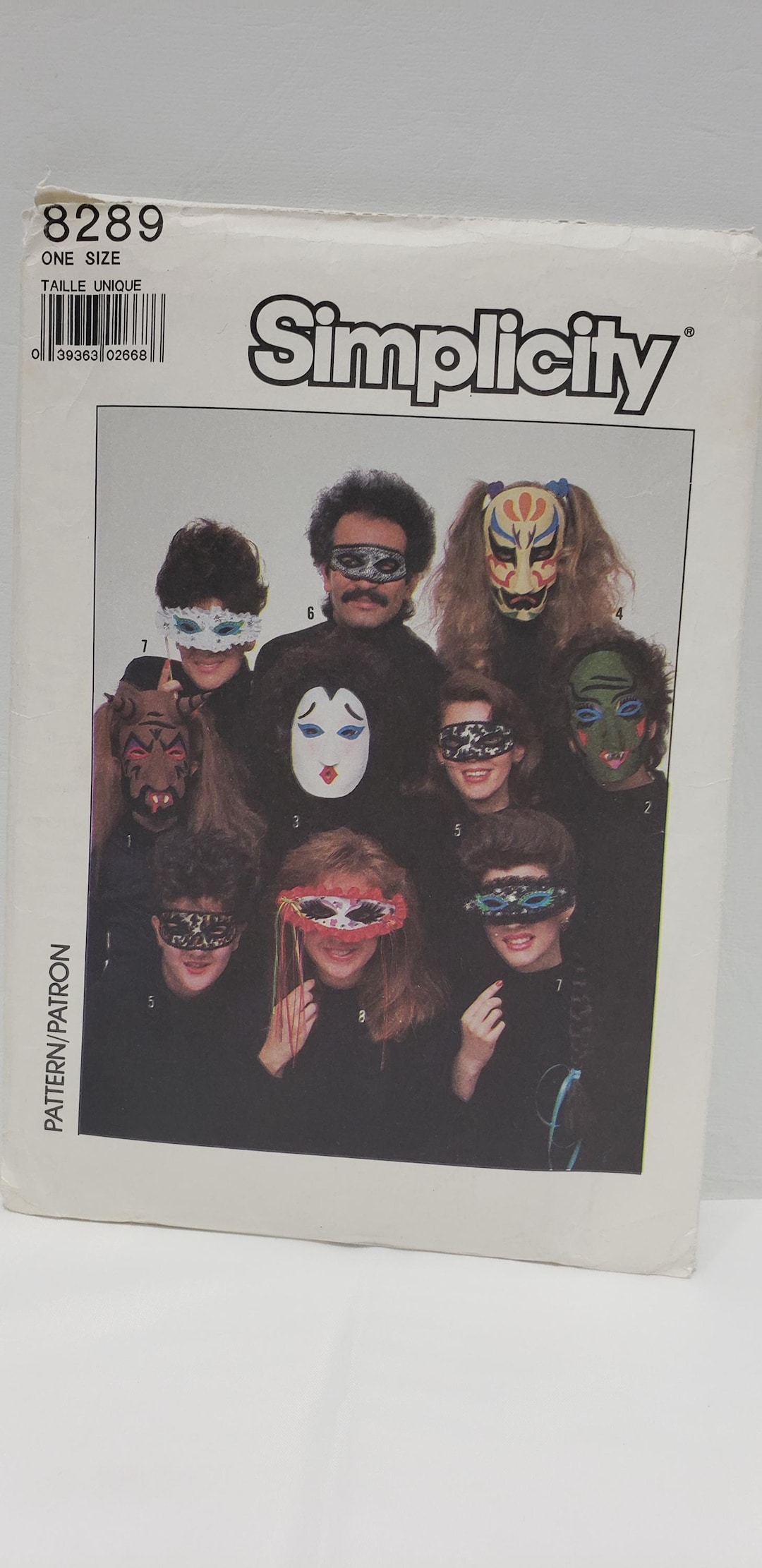 Simplicity 8289 Sewing Pattern Uncut 1980s Halloween Masks Costume ...