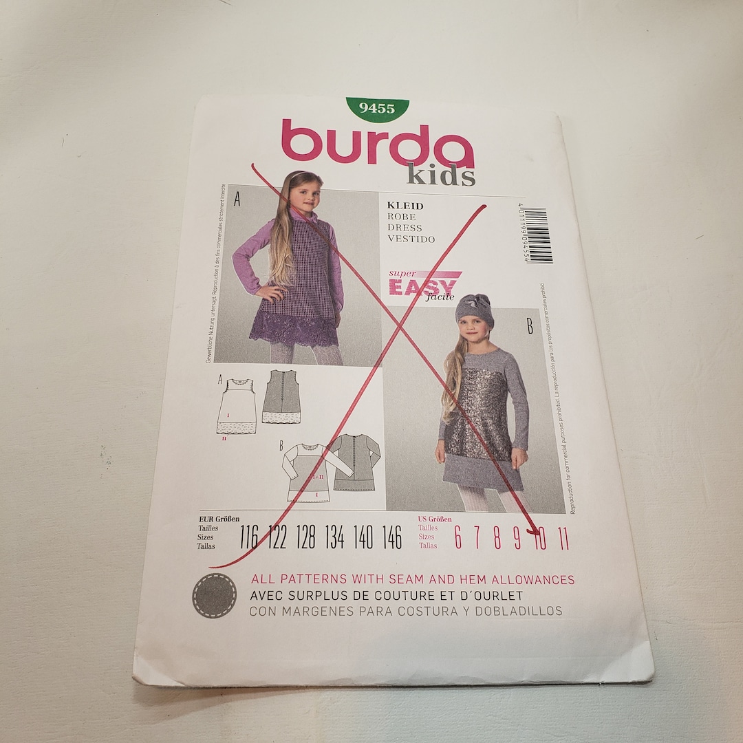Burda 9455 Rare Sewing Pattern, Kids Dress, Jumper - Very Easy UNCUT FF ...