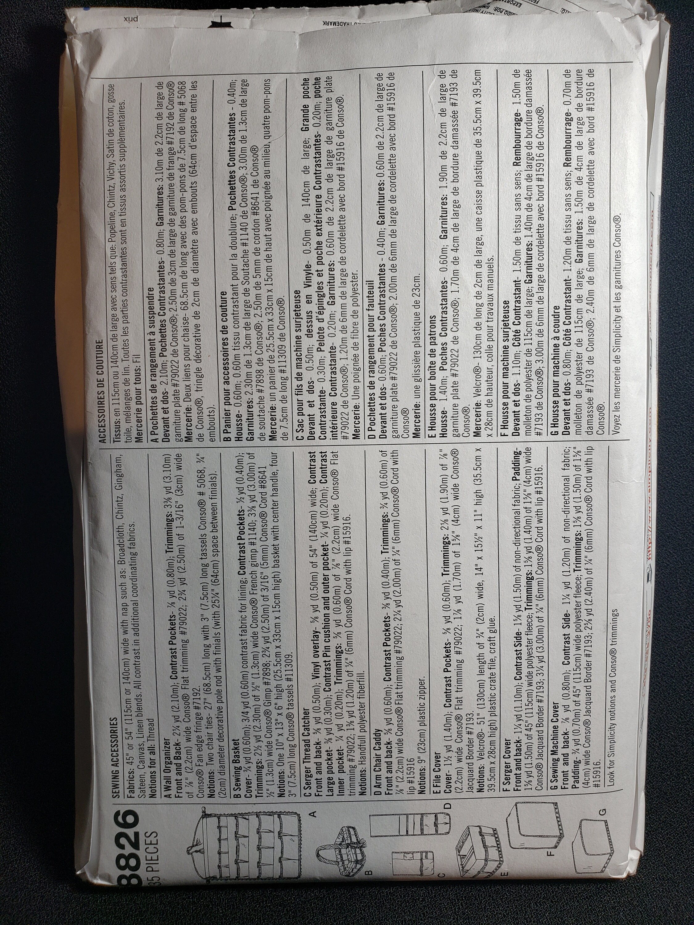 Simplicity 8826 Sewing Pattern for Sewing Room Accessories Wall ...