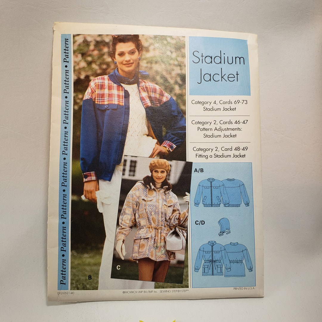 Step by Step Stadium Jacket Sewing Pattern UNCUT FF Size 4-22 Plus Size ...