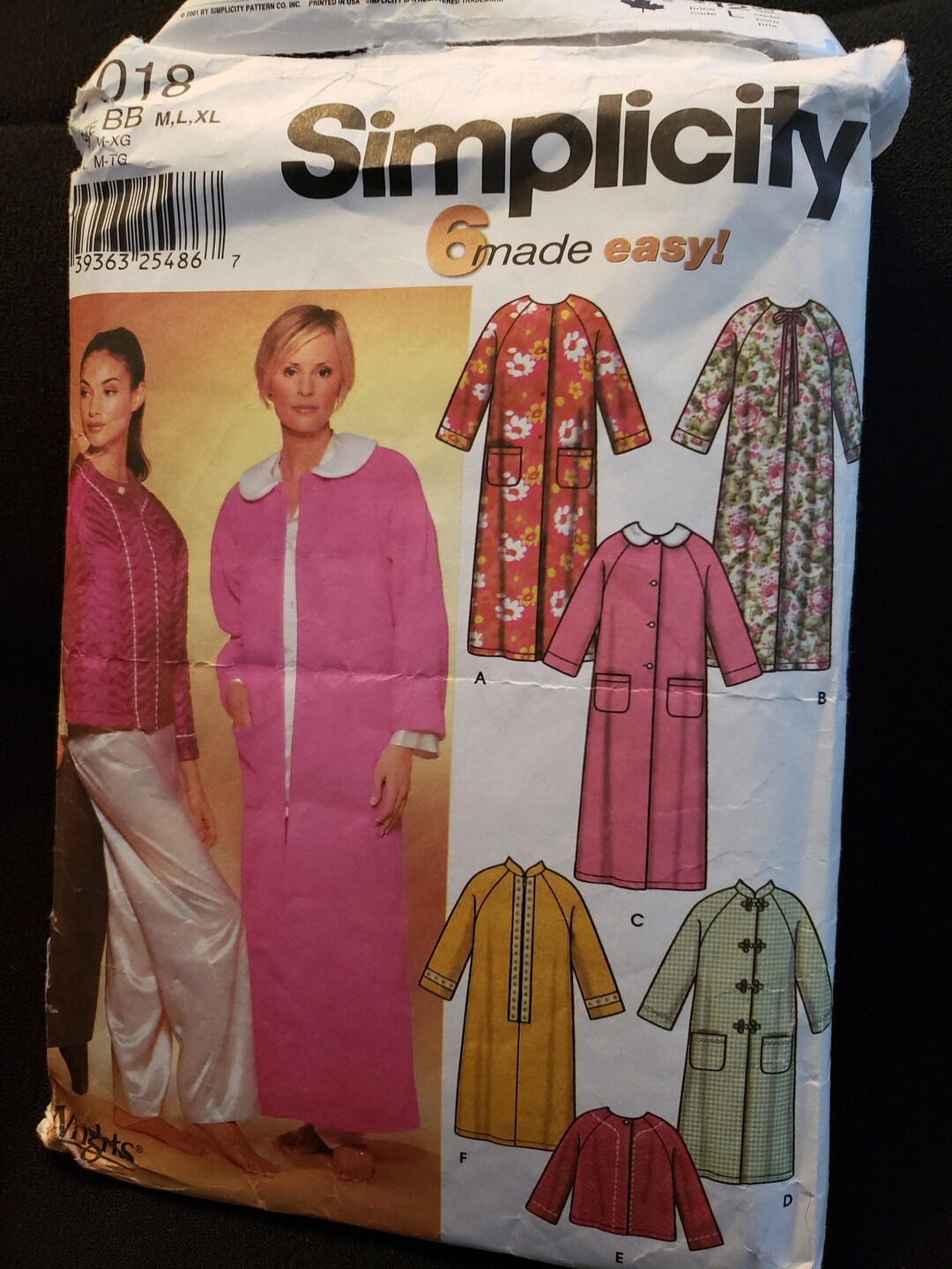 Simplicity 7018 Sewing Pattern for Night Coat robe Two Lengths and Bed ...