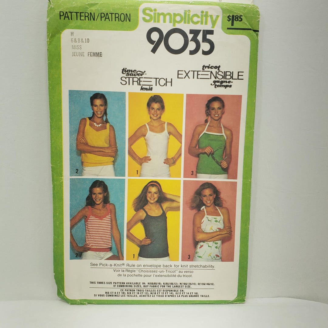 Simplicity 9035 Sewing Pattern, Stretch Tank Tops, Sizes 6-10 UNCUT FF ...