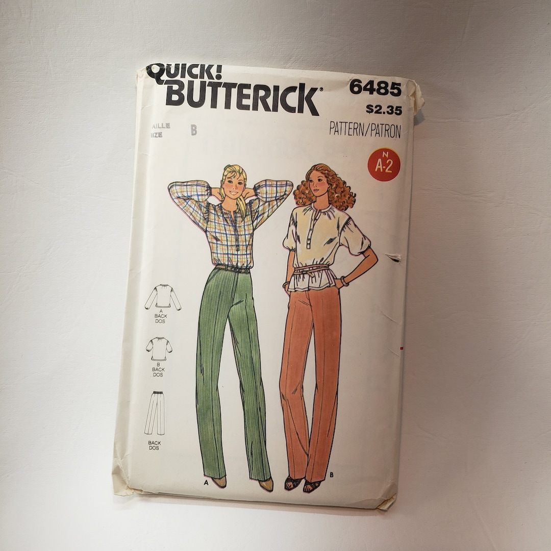 Butterick 6485 Sewing Pattern for 80's Blouse and Trousers UNCUT FF ...