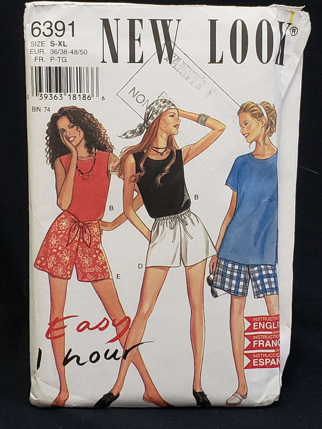 New Look 6391 Sewing Pattern for Size S-XL, T-shirt, Tank, Shorts, Tie ...