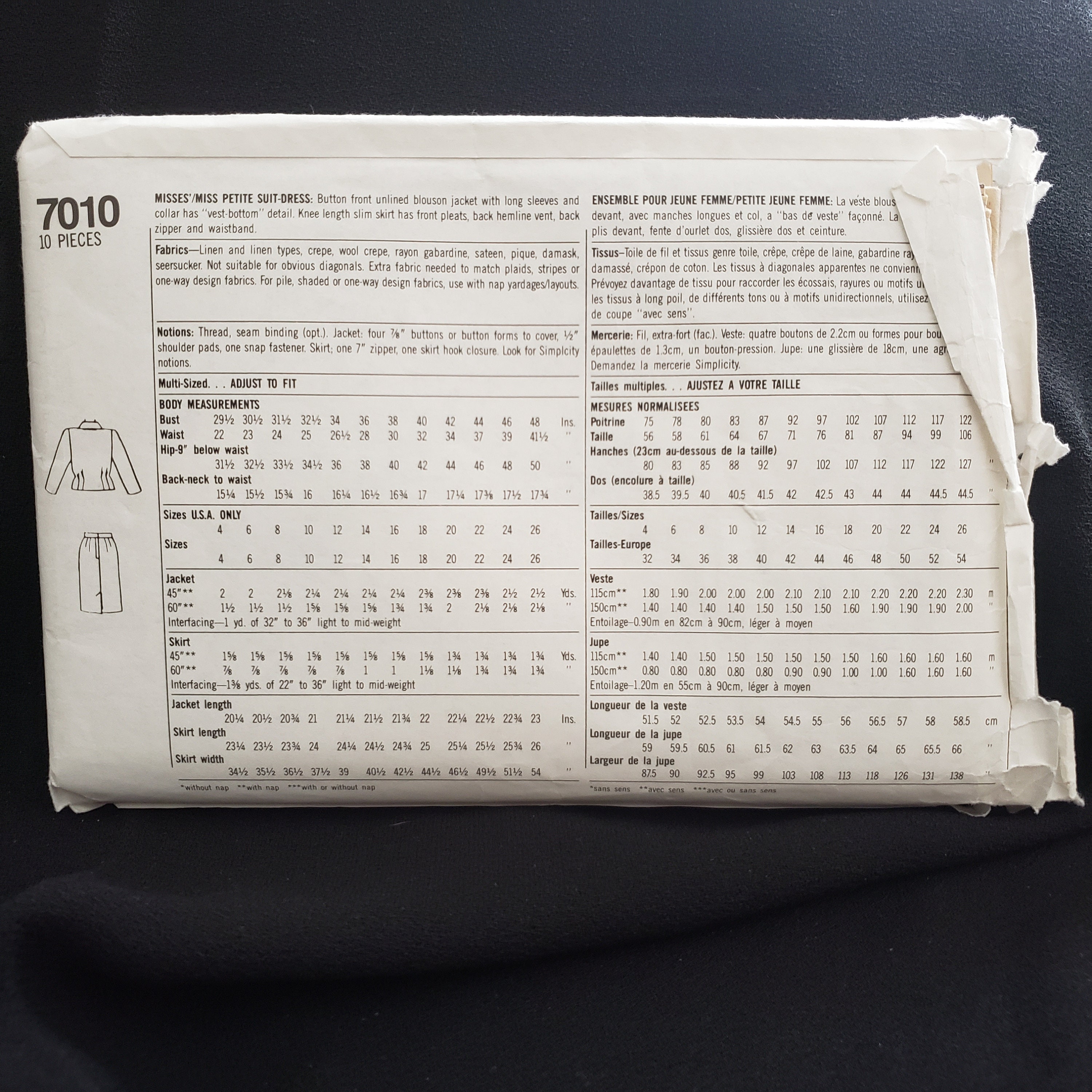 Simplicity 7010 Sewing Pattern for Misses/petite Suit-dress Wedding ...