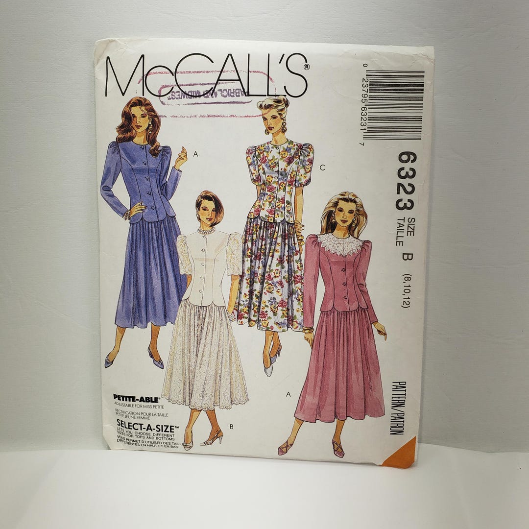 Mccall 6323, Sewing Pattern for 2 Piece Dress, Fitted Top, Flared Skirt UNCUT FF Sizes 8-12 - Etsy