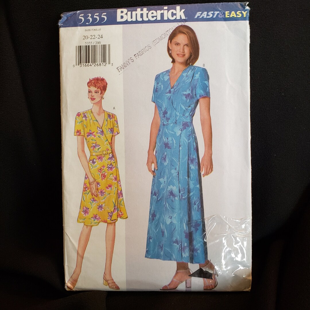 Butterick 5355 Sewing Pattern for Wrap Dress With Belt, Fast and Easy ...