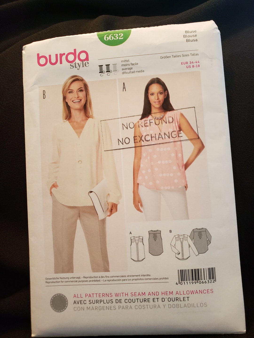 Burda 6632 Sewing Pattern for Sleeveless or Long Sleeve Pullover Top ...