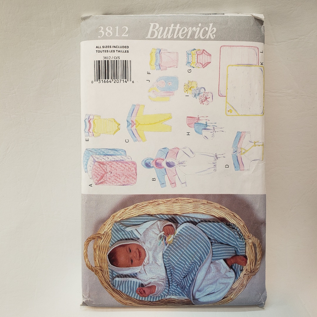 Butterick 3812 Sewing Pattern, Babies/infants Layette UNCUT FF All ...