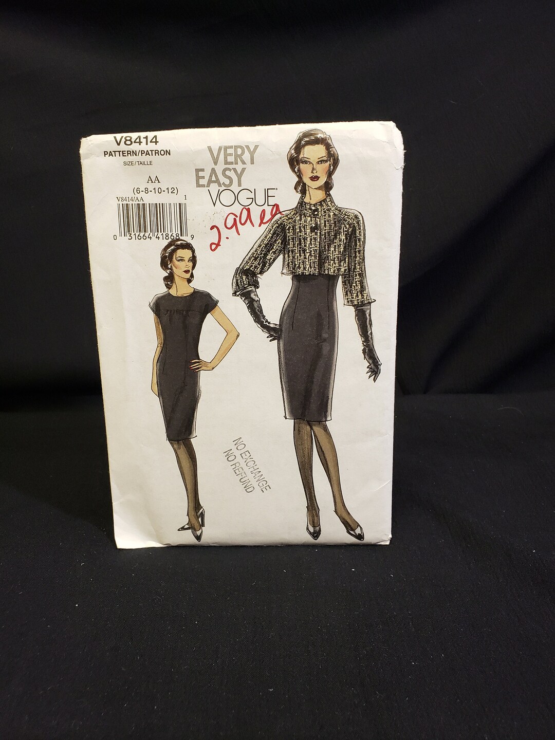 Vogue 8414 Sewing Pattern for - Very Easy Sizes 6-8-10-12 Womens Dress ...