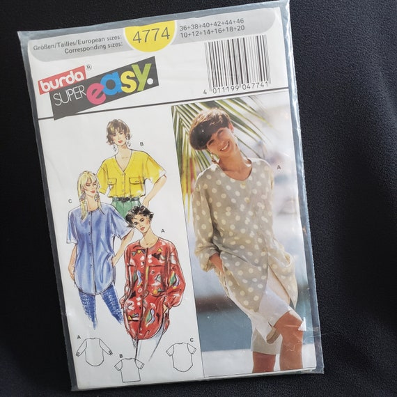 Burda 4774 Super Easy Sewing Pattern for an Oversize | Etsy