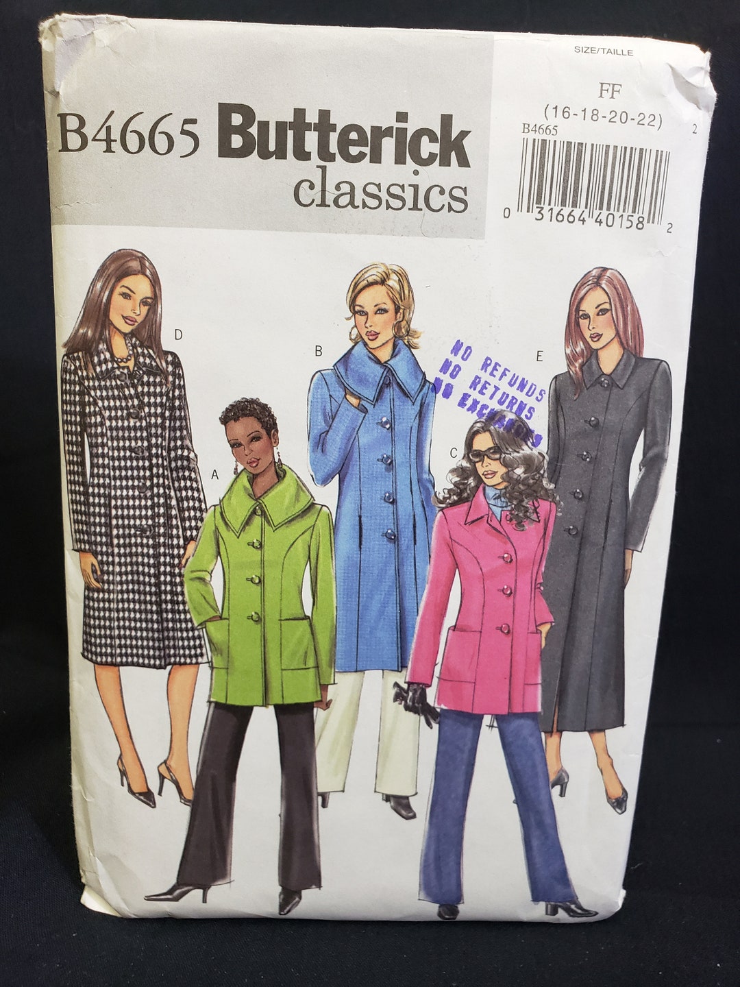Butterick 4665 Sewing Pattern for Womens Coats/jacket - Unique Collar ...