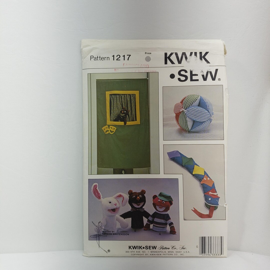 Kwik Sew 1217 PUPPET Show Pattern Fabric Ball and Learning Hand Puppet ...