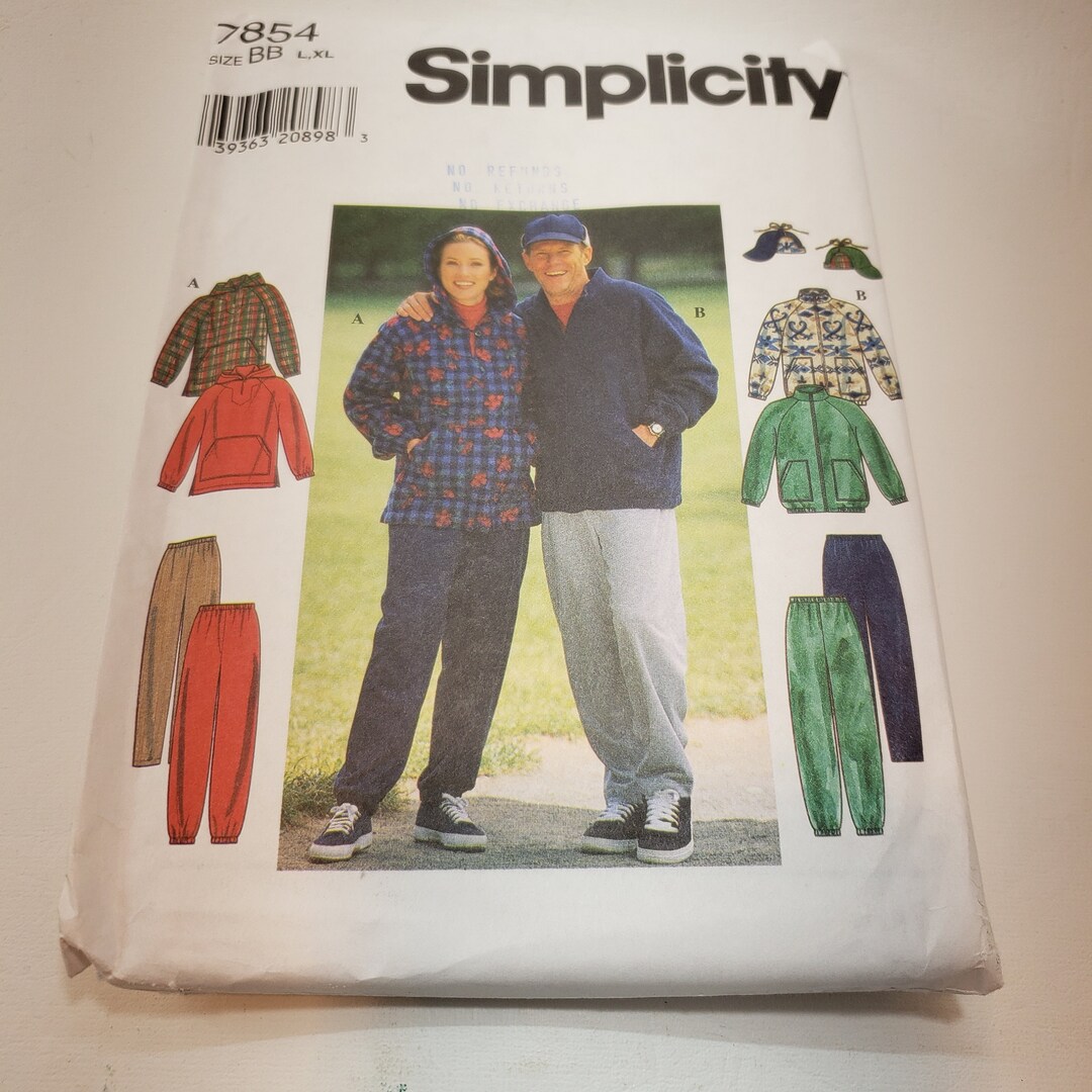 Simplicity 7854, Sewing Pattern, Hat, Bomber Jacket, Hoodie, Pants ...