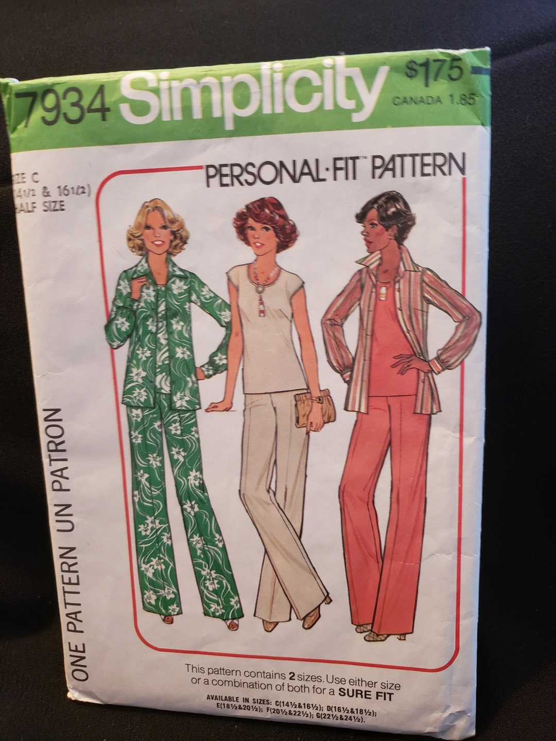 Simplicity 7934 Sewing Pattern for 1977 Pants, Top and Shirt in Half ...