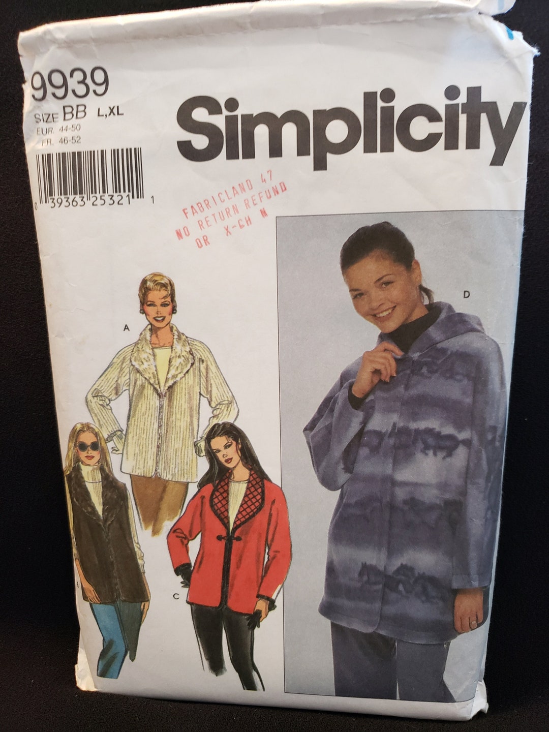 Simplicity 9939 Sewing Pattern for Misses Jacket or Vest, Lined, Turned ...
