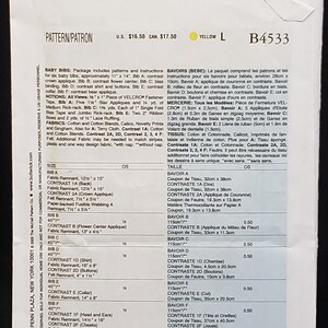 Butterick 4533 Sewing Pattern, Six Styles of Baby Bibs, UNCUT, FF, Ll ...