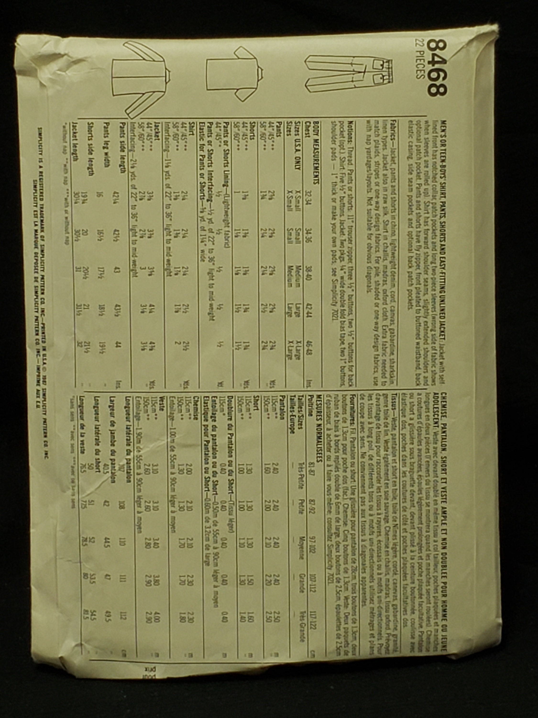 Simplicity 8468 Men's Shirt Pants & Shorts 80's - Etsy