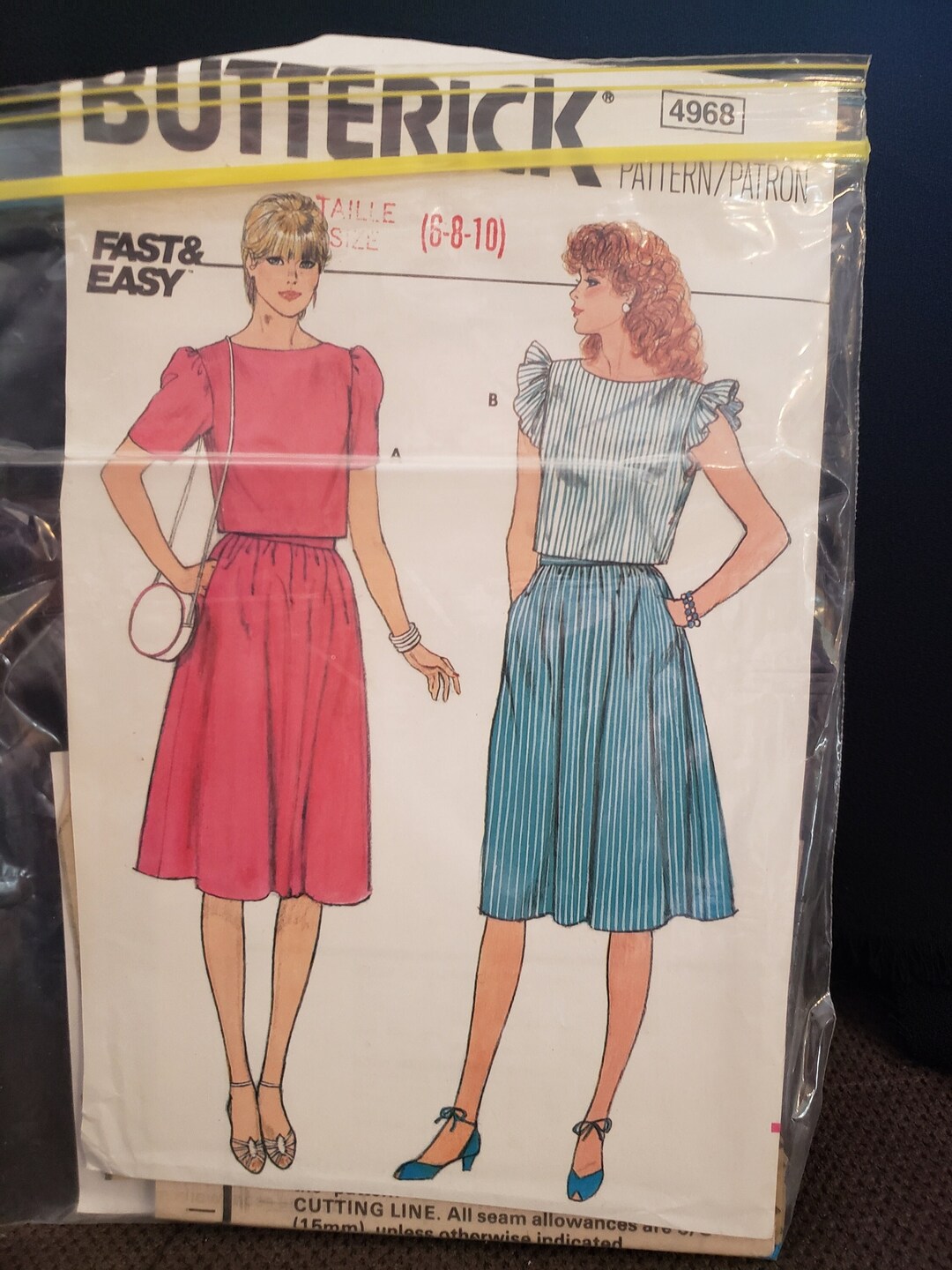Butterick 4968 Sewing Pattern, Misses Top and Skirt, Loose Fitting ...