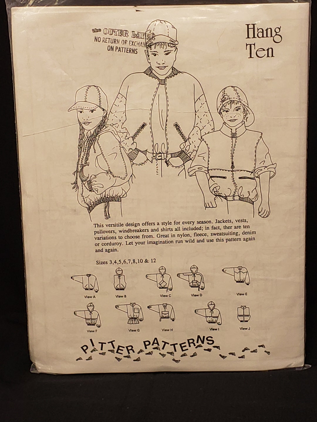 Hang Ten Sewing Pattern by Pitter Patterns - 10 Styles of Vest and Jackets Sizes 3- 12 UNCUT FF ...