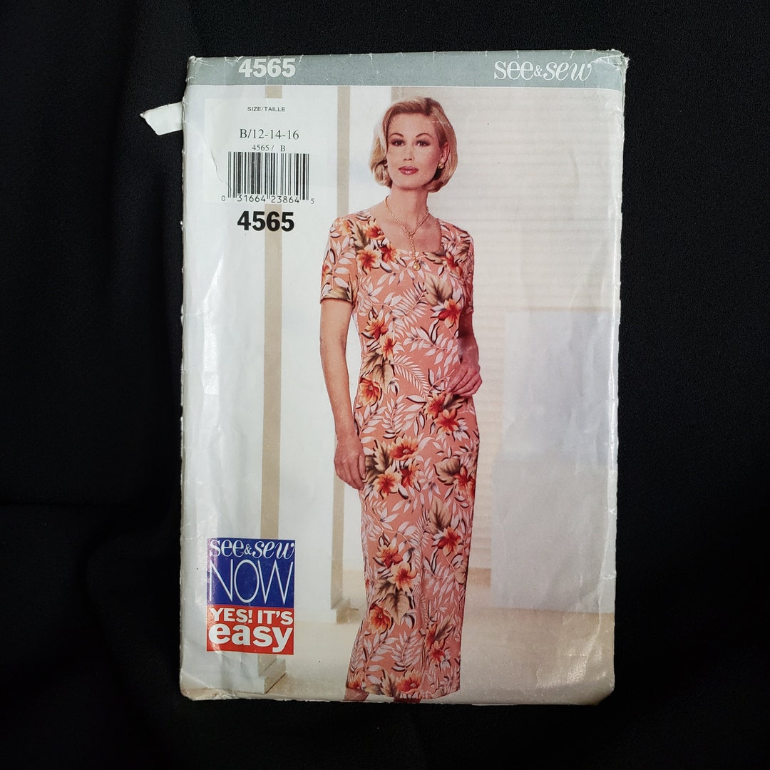See & Sew 4565 Dress Sewing Pattern, Scoop Neck, Size 12-16 (UNCUT) - Etsy