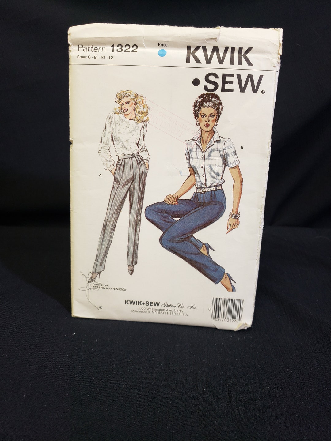 Kwik Sew 1322 Sewing Pattern for Womens Pants Vintage 80's Size 6-8-10 ...