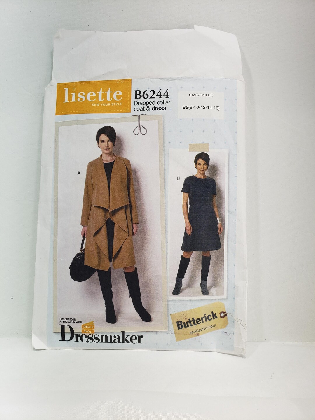 Butterick 6244 Sewing Pattern Size 8-16 Loose Fitting Unlined Draped ...