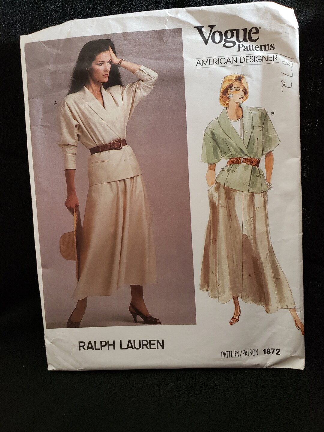 Vogue 1872 Sewing Pattern American Designer Ralph Lauren Misses'/misses ...