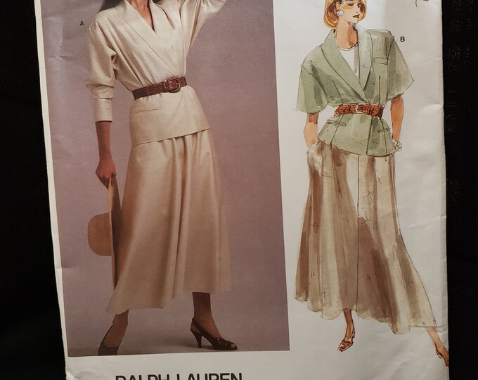Vogue 1872 Sewing Pattern American Designer Ralph Lauren Misses'/misses ...