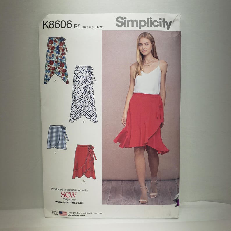 Simplicity K8606 Sewing Pattern for Wrap Skirt, Sizes 14-22 Plus Size ...
