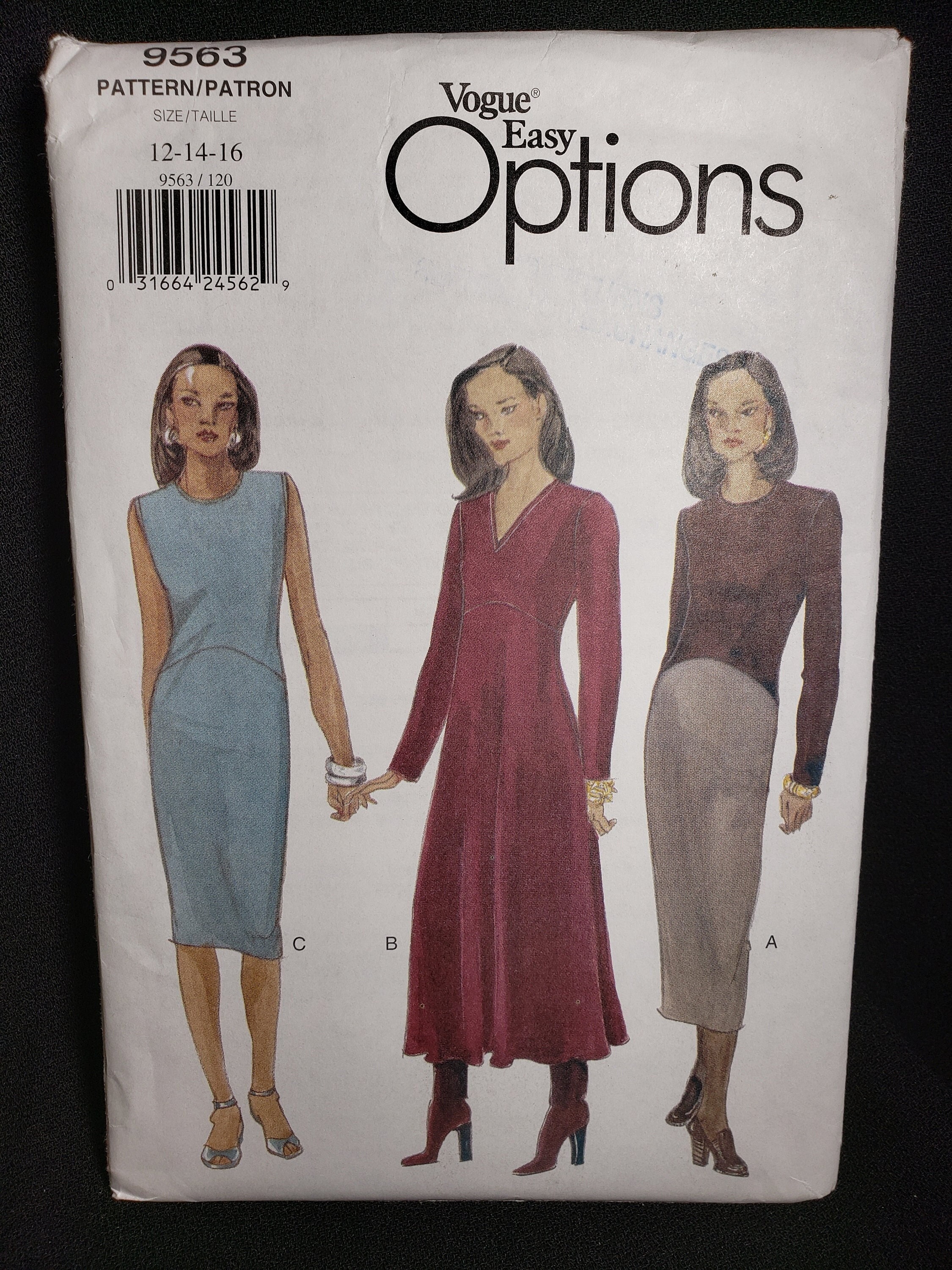 Vogue 9563 Sewing Pattern Easy Options Misses' Dress in 3 Variations ...