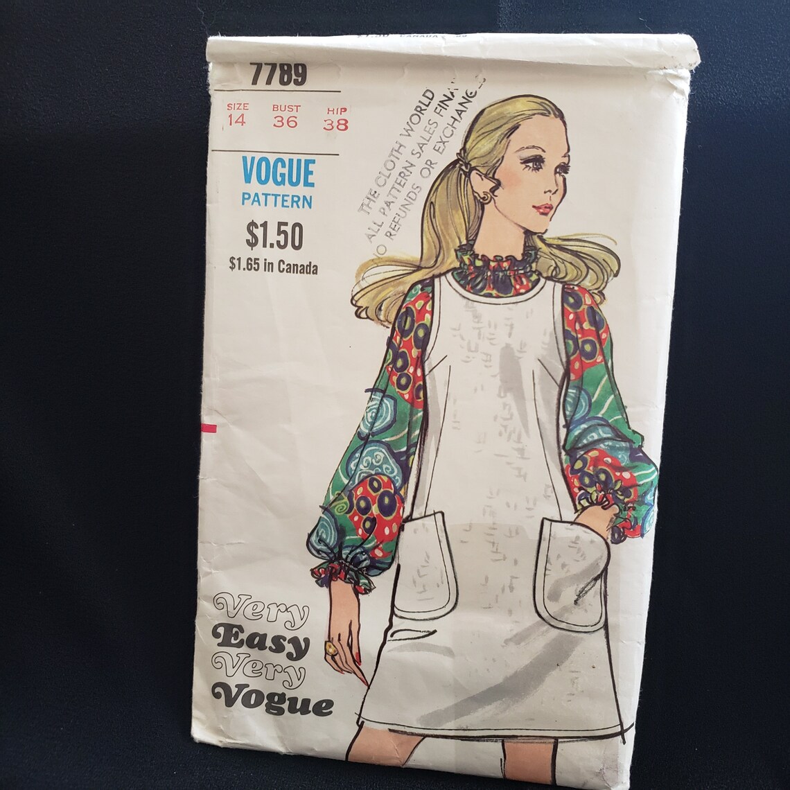 Vogue 7789 Sewing Pattern for 1960's One Piece Jumper and Ruffle Collar ...