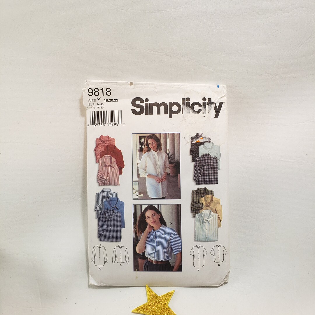 Simplicity 9818 • Size 18-20-22 Plus • Basic Easy Vintage Sewing ...