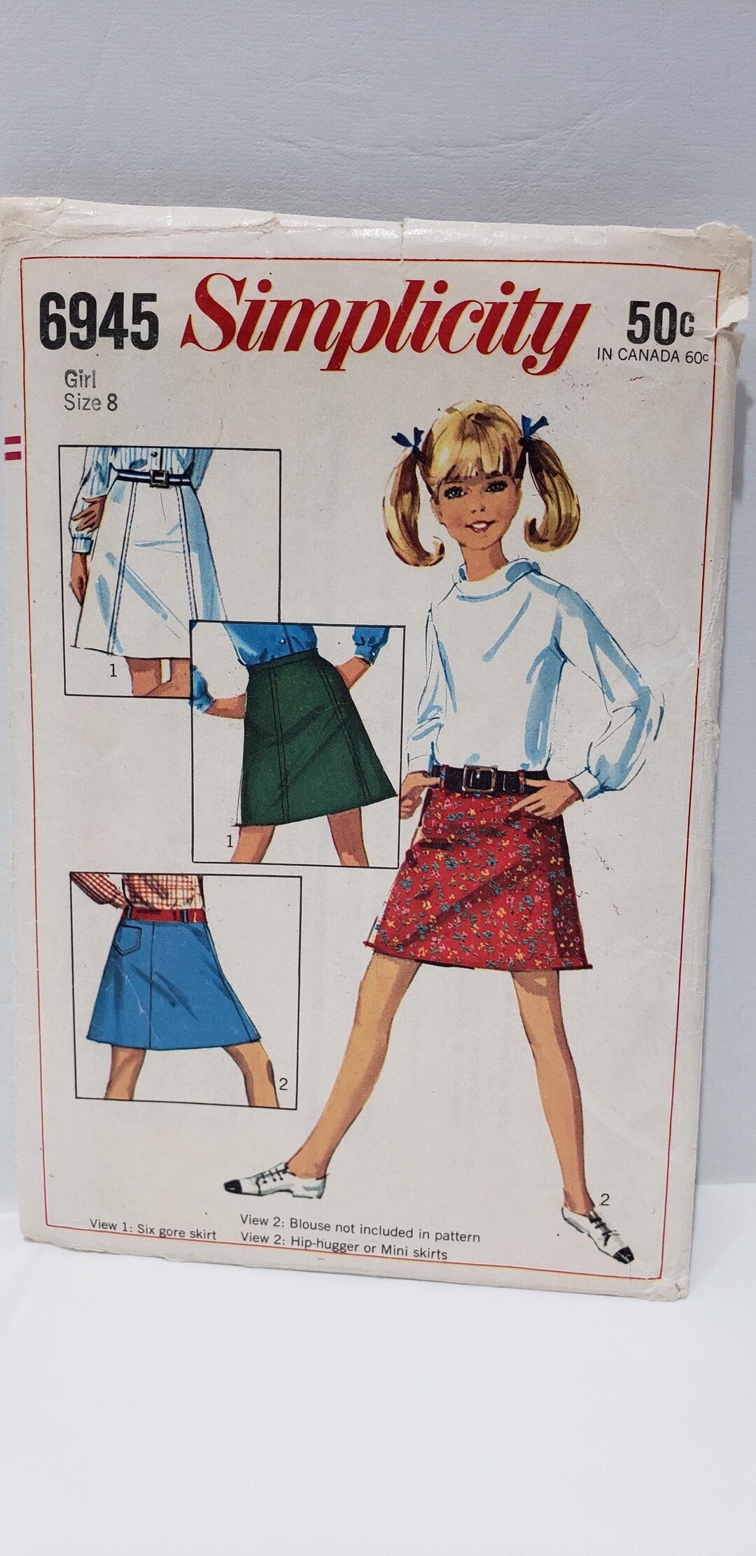 Simplicity 6945 Sewing Pattern for Vintage 1960's Girls Skirt, CUT Size ...