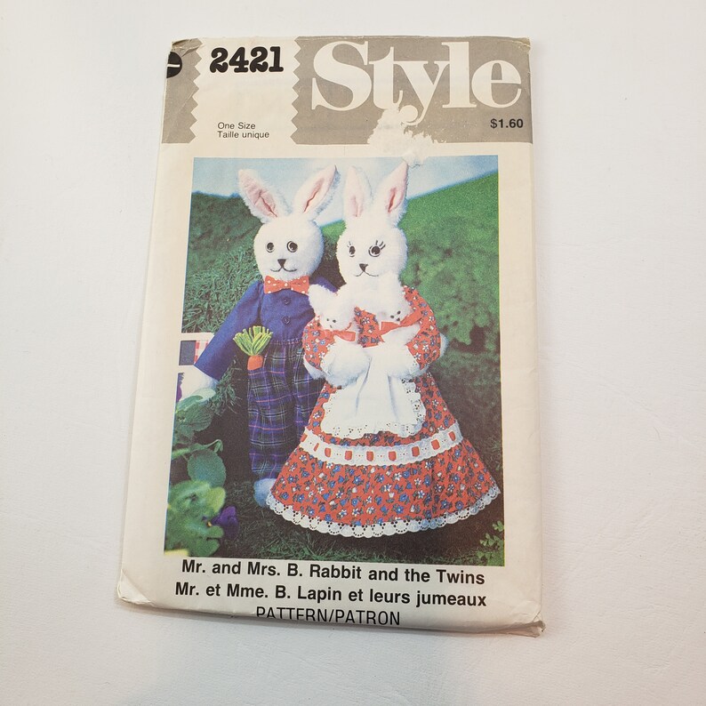 Style 2421 Craft Sewing Pattern for the Rabbit Family Stuffies UNCUT FF ...