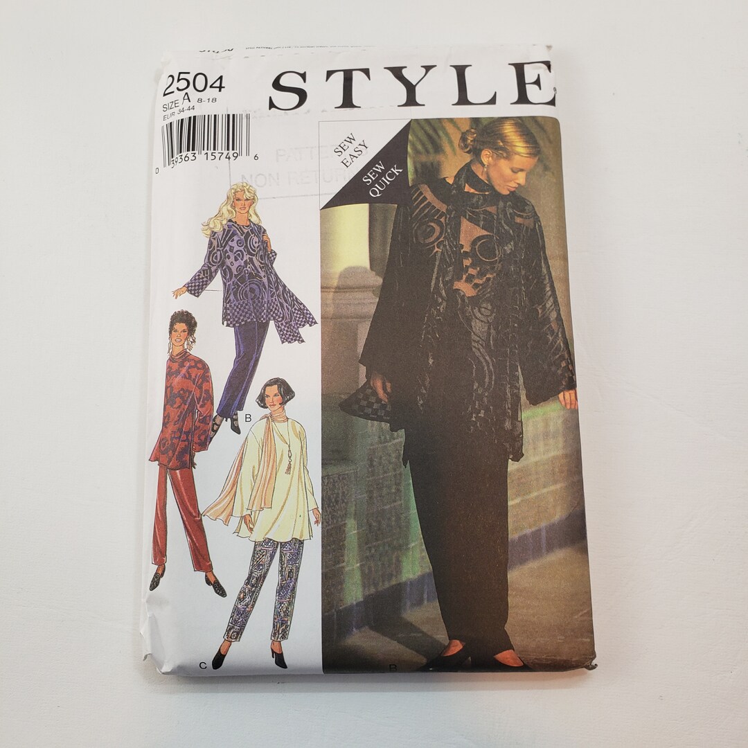 Style 2504 Sewing Pattern for 90's Pantsuit With Scarf UNCUT FF Size 8 ...