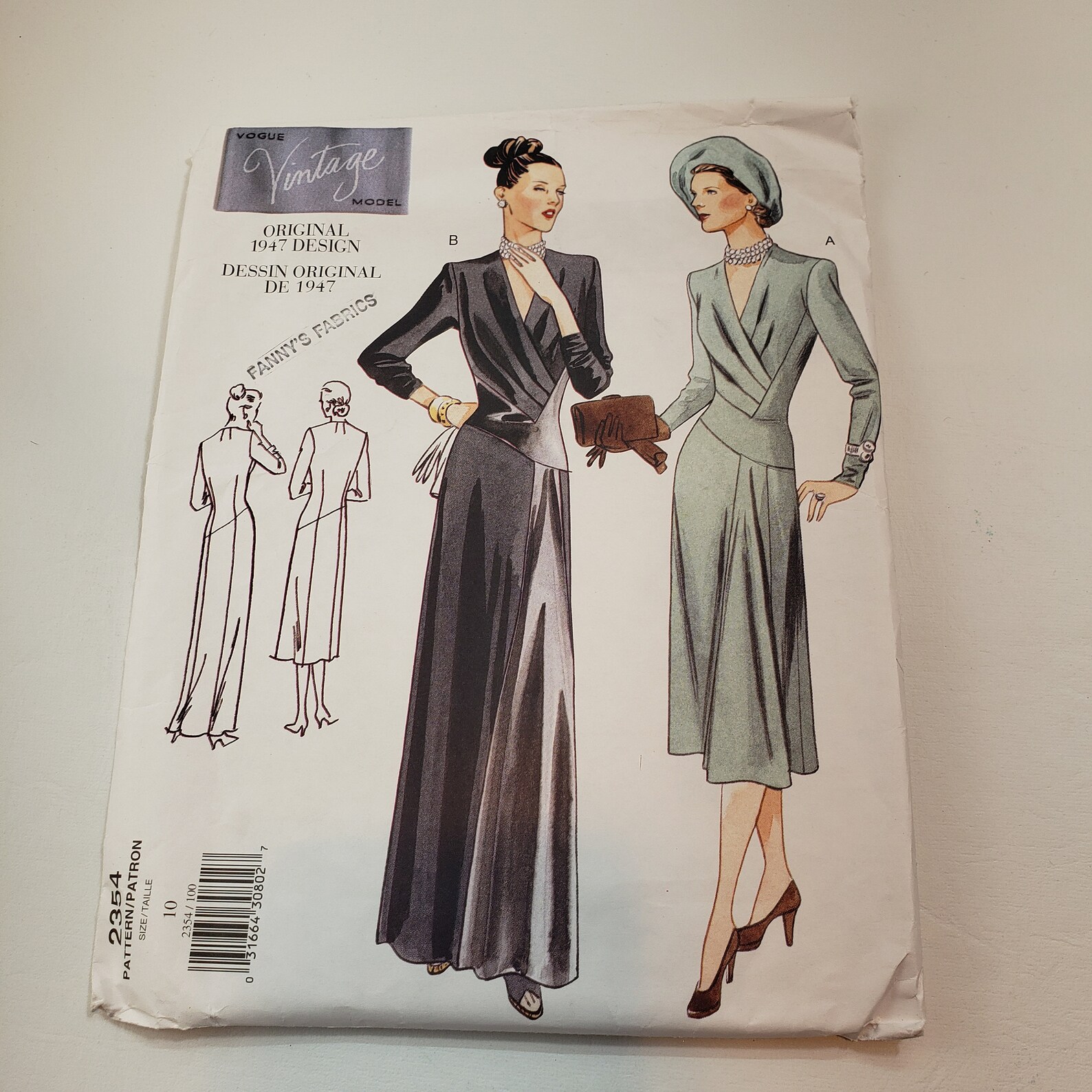 Vogue Vintage Model Sewing Pattern, Vogue 2354 40s Elegant Draped Dress ...