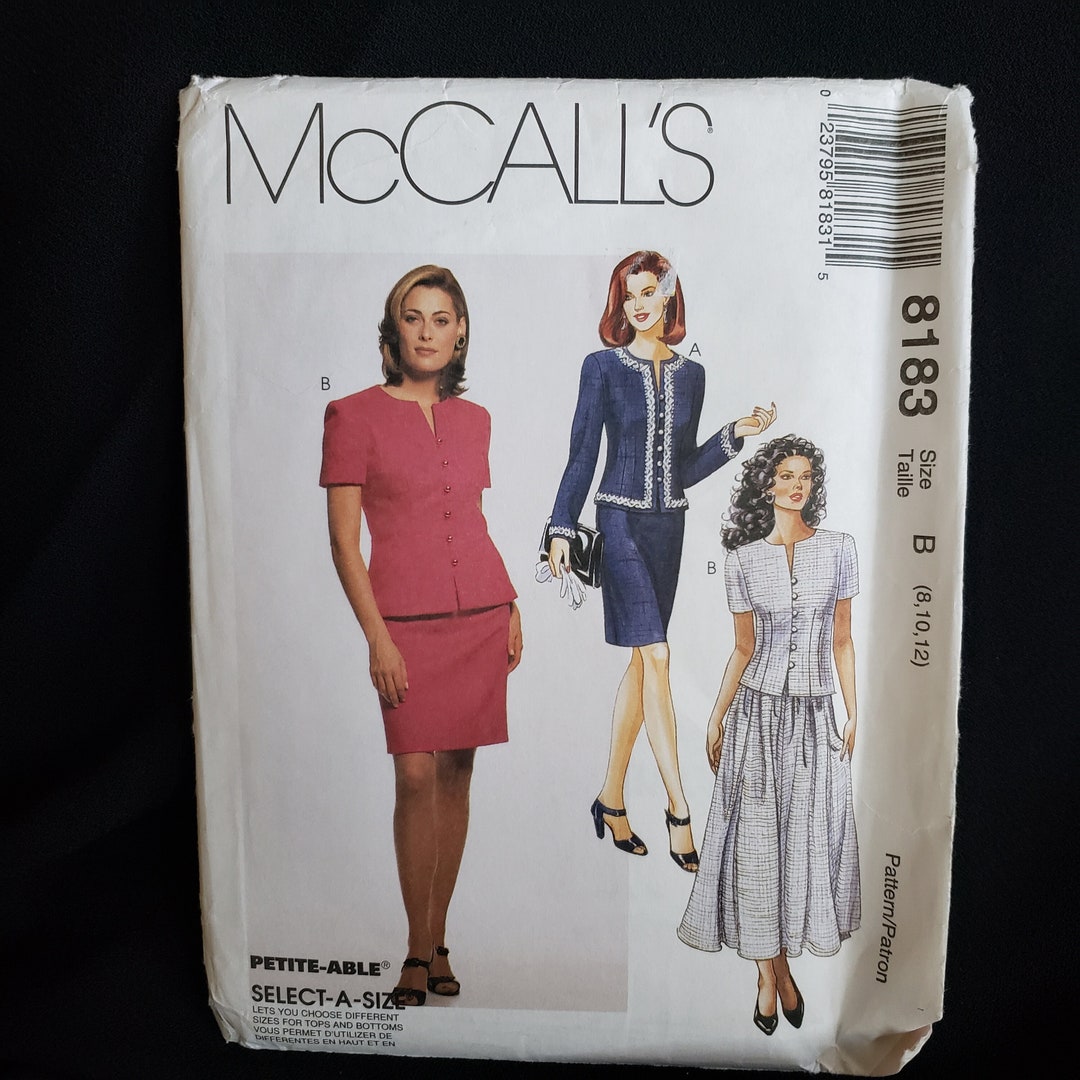 Mccall's 8138 Sewing Pattern for Jacket and Skirt Outfit, Straight or ...