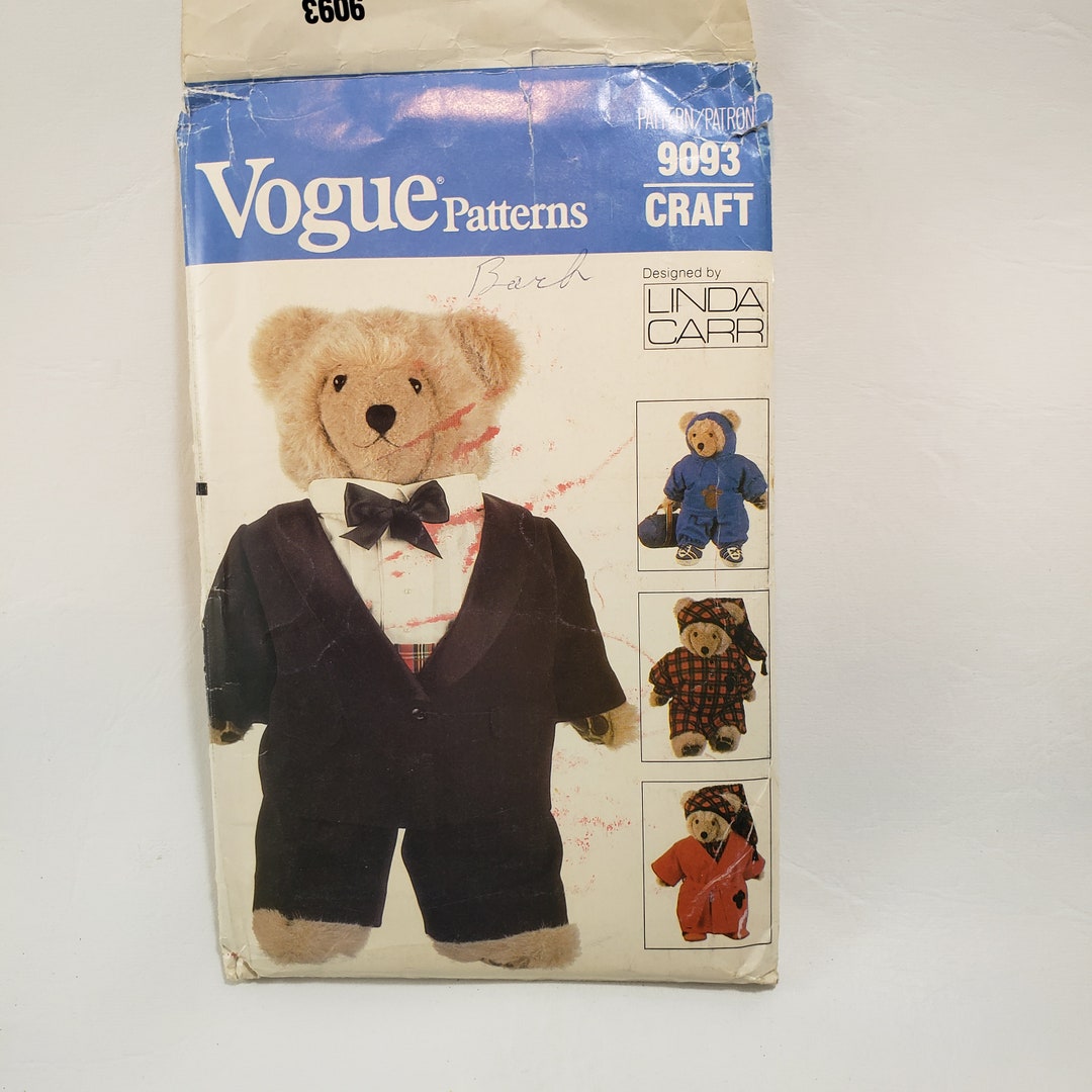 Vogue 9095, Craft Sewing Pattern for Bear Doll, Teddy Clothes Linda ...