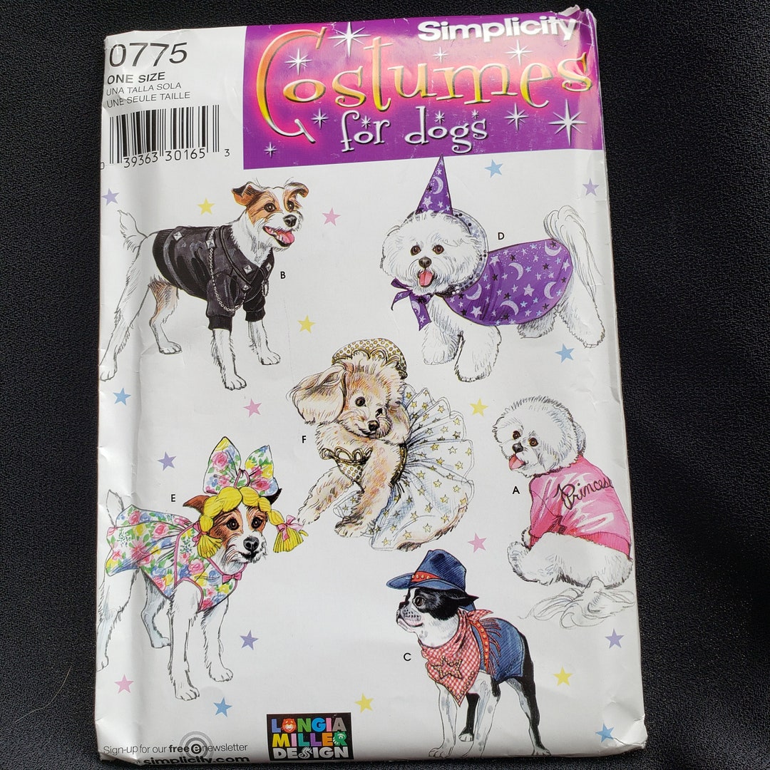 Simplicity 0775 Sewing Pattern for Dog Costumes for Small and Medium ...