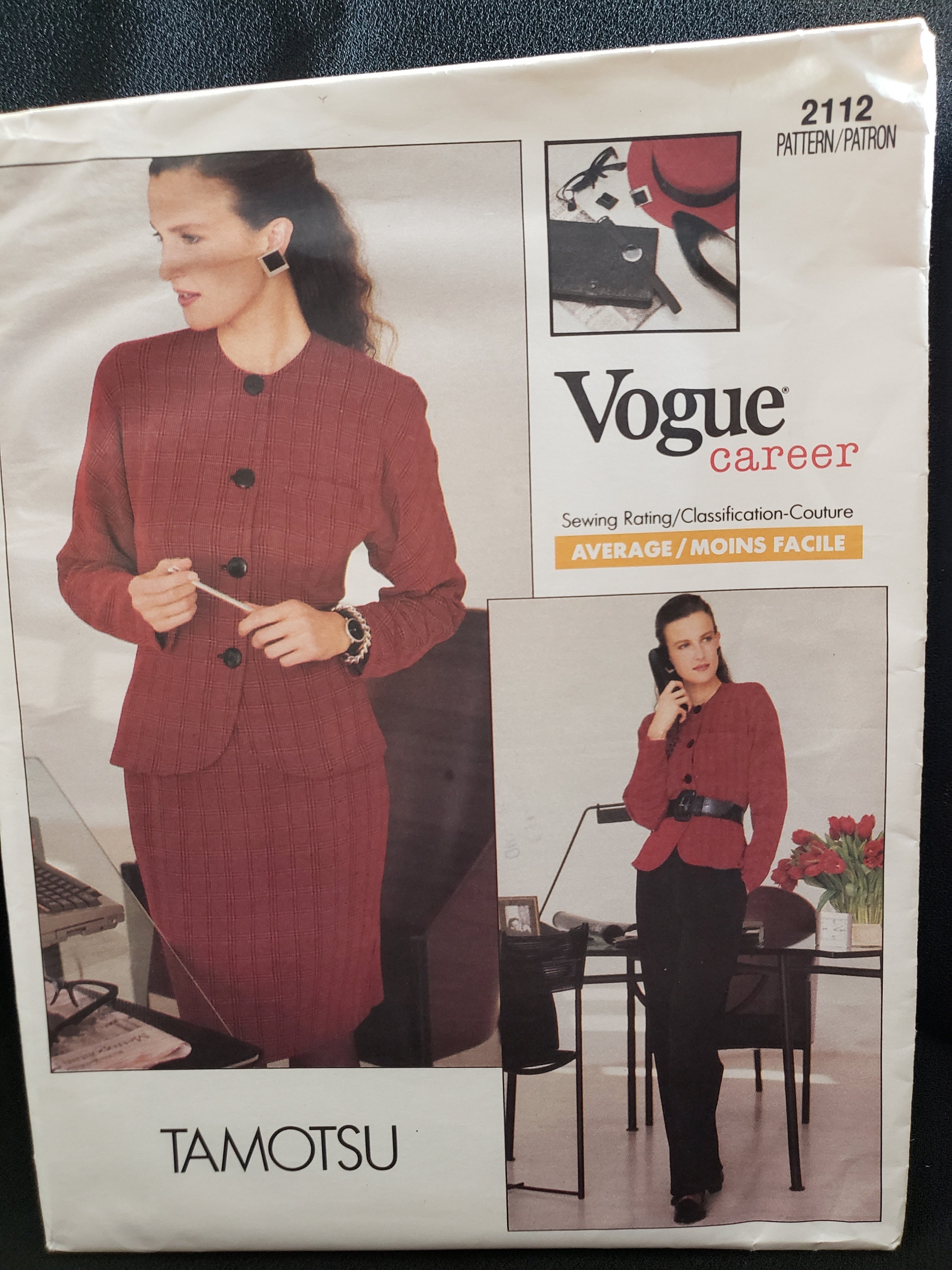 Vogue 2112 Sewing Pattern Tamotsu Career Misses Top, Skirt and Pants in ...