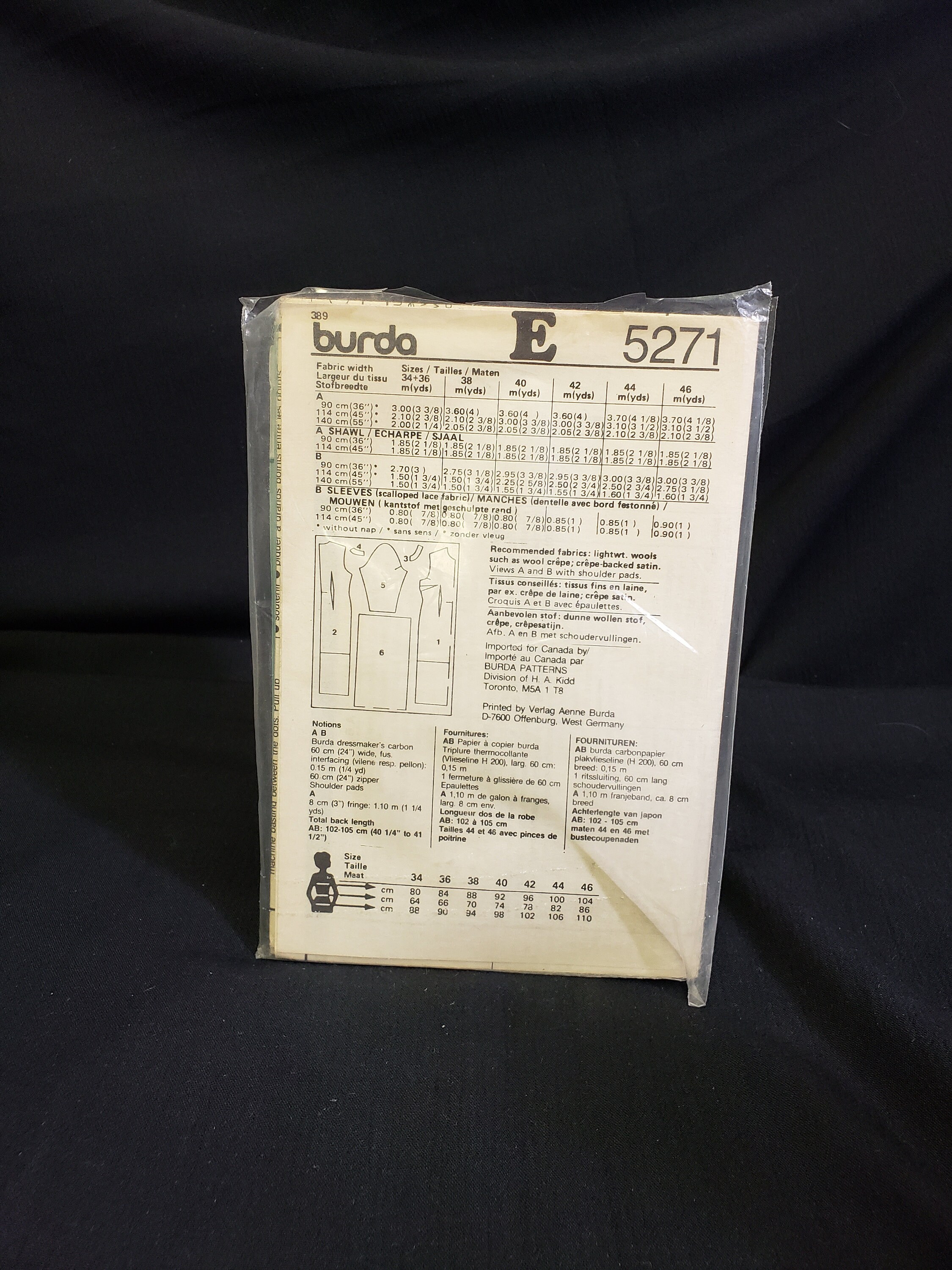 Burda 5271 Sewing Pattern for 80's Style Form Fitting Dress With Shawl ...