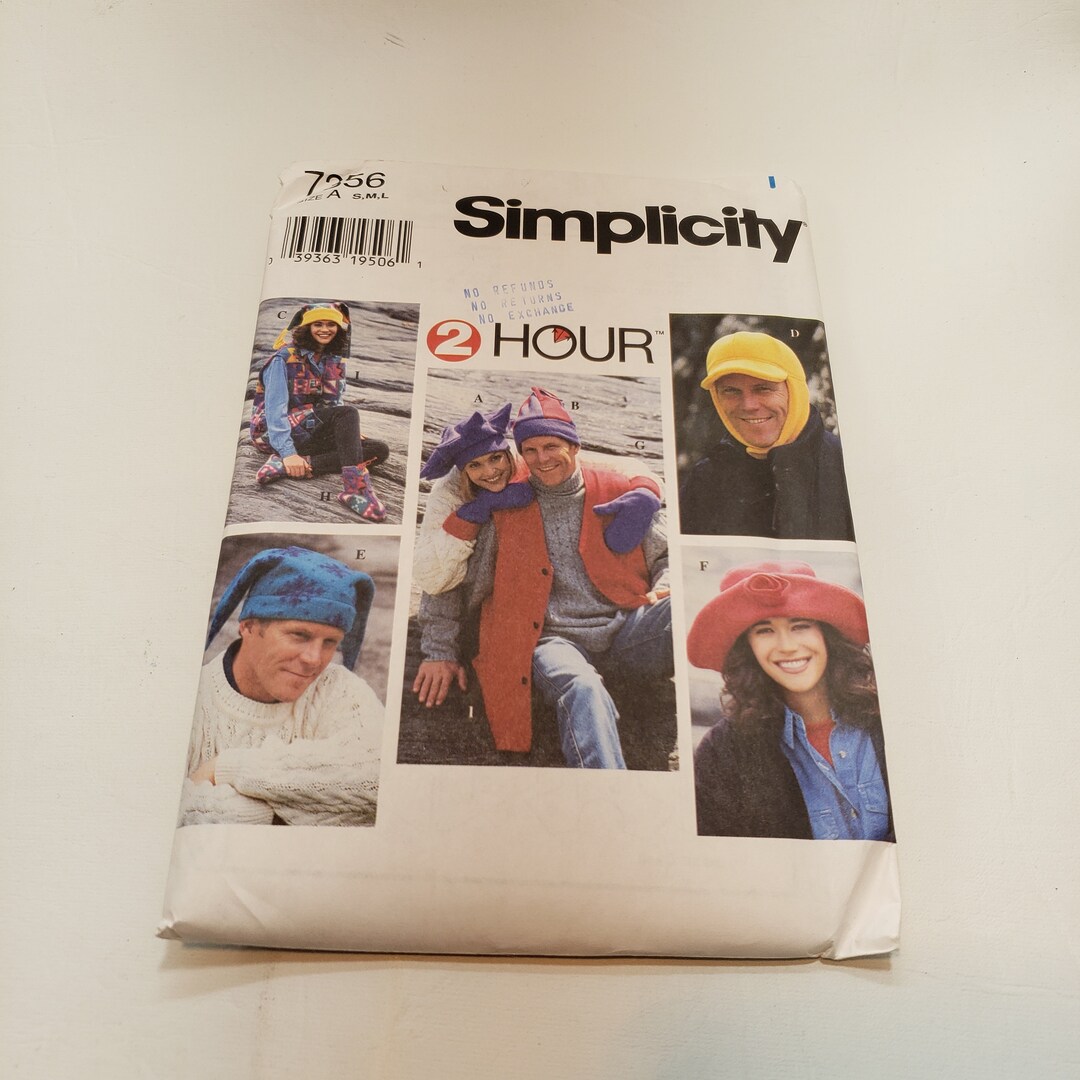 Simplicity 7356, Sewing Pattern, 2 Hour Hats and Headwear, UNCUT FF ...