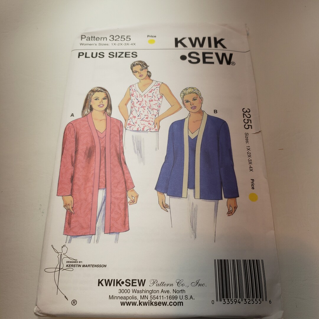 Kwik Sew 3255, Plus Size Sewing Pattern, Pullover Top, Sweater, Jacket ...