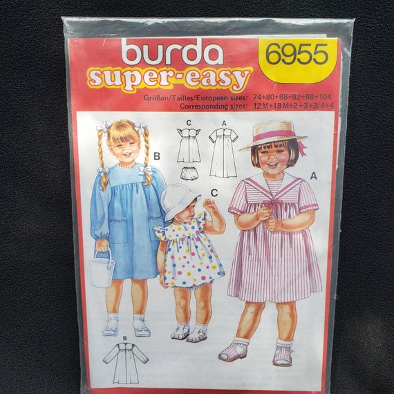 Burda 6955 Super Easy Sewing Pattern Sizes 12 Months to 4 - Etsy