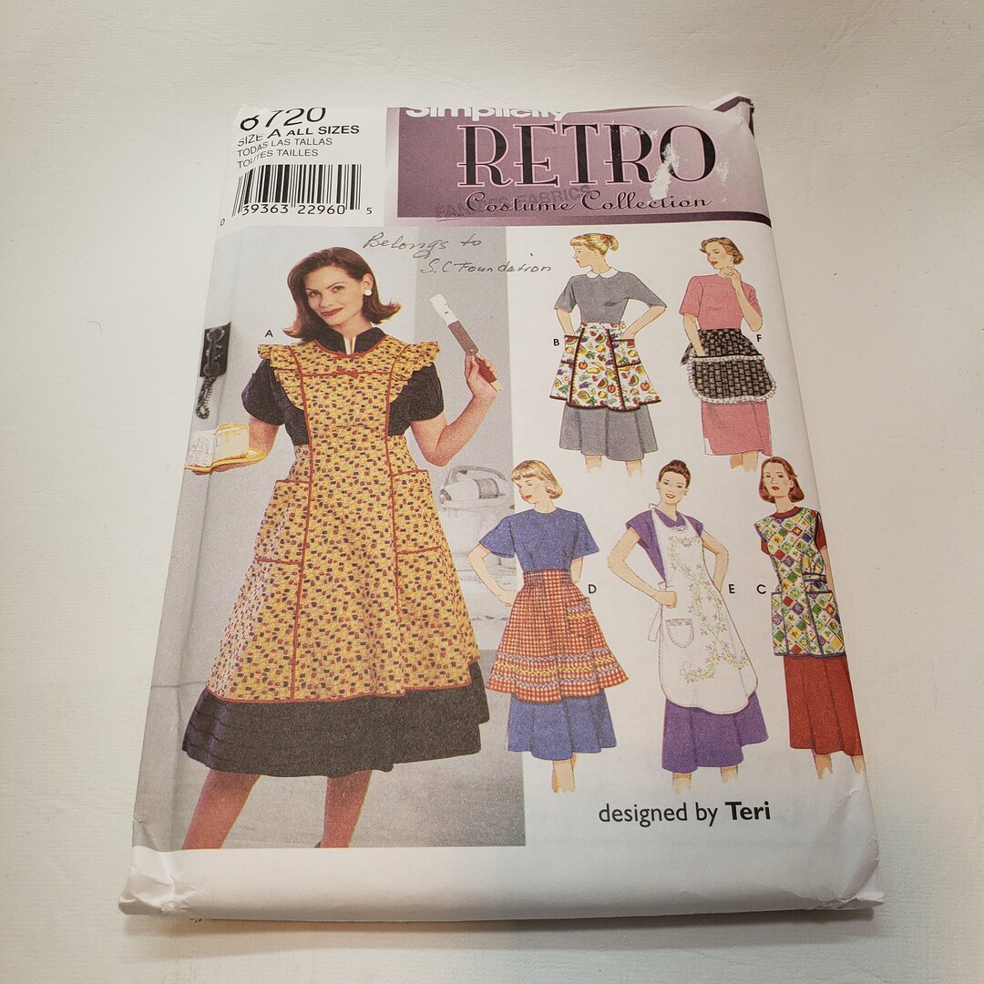 Simplicity 8720 Retro Apron Sewing Pattern, Full Apron, Half Apron ...