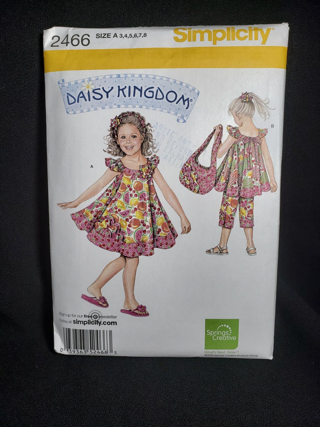 Simplicity 2466 Sewing Pattern for Girls Dress, Top, Capri Pants, Tote ...