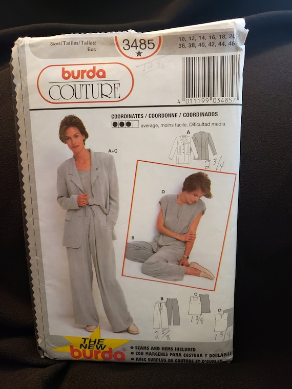 Burda 3485 Sewing Pattern for 3 Piece Outfit Very Loose Big | Etsy