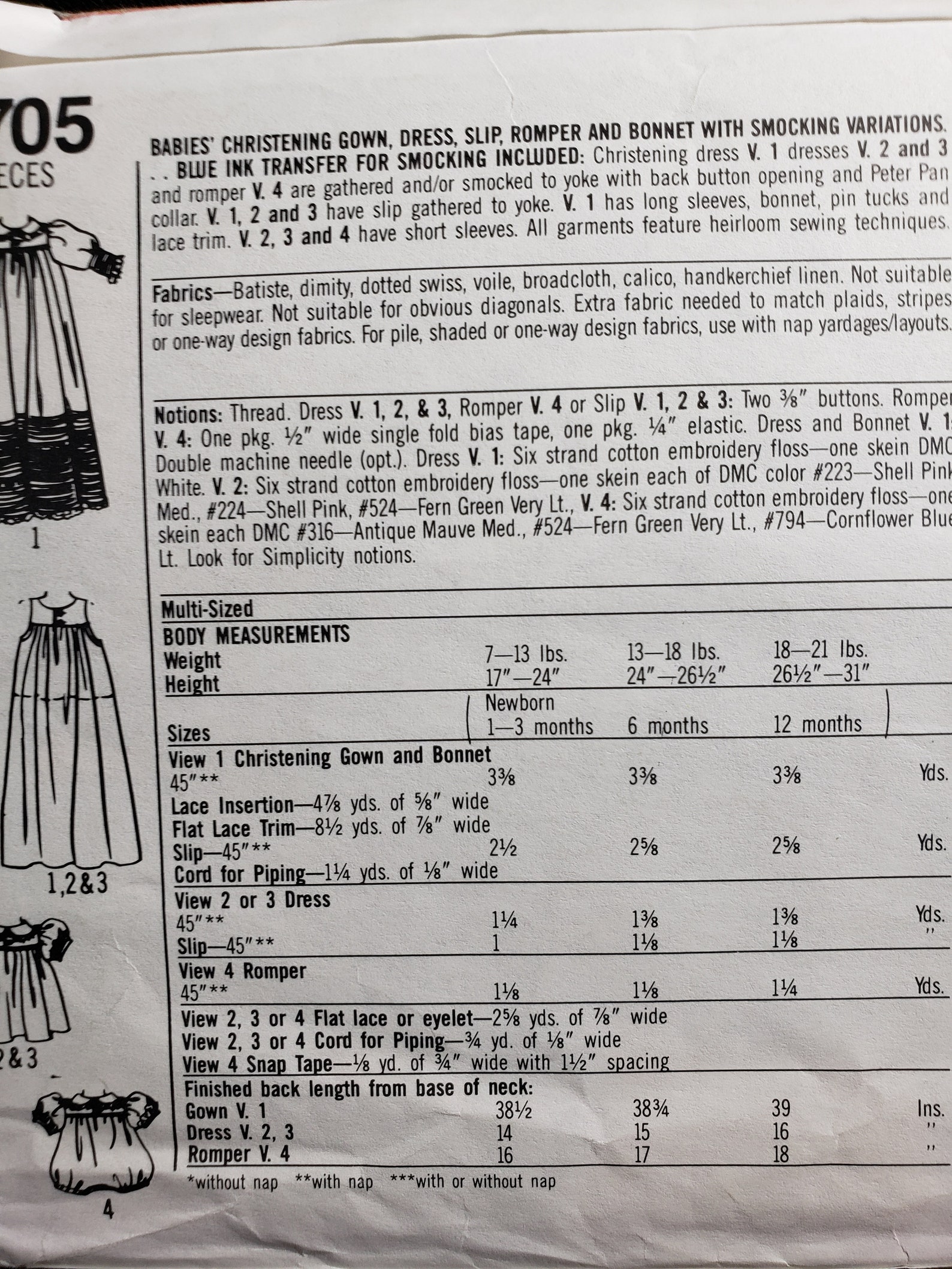 Simplicity 7705 Sewing Pattern, Heirloom Christening Gown, Dress, Slip ...